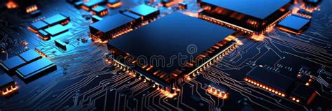 Cpu On A Printed Circuit Board Electronic Technology Concept Artificial Intelligence