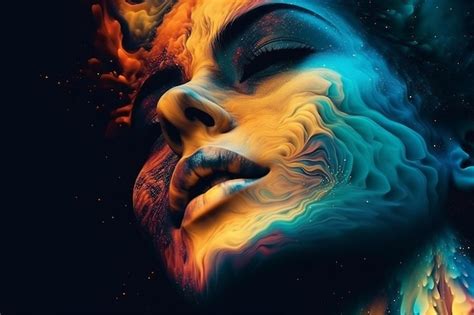Premium Ai Image Amorphous Blobs Of Shimmering Color Woman With Eyes