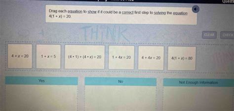 Quest Drag Each Equation To Show If It Could Be A Correct First Step To Solving The Equati [algebra]