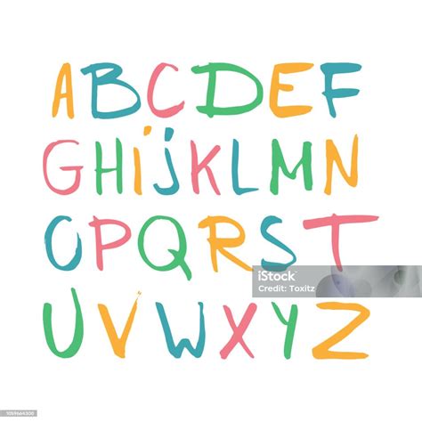색상 손으로 그려진된 알파벳 라틴 문자를 설정합니다 포스터 배너 또는 인사말 카드 벡터 글자 흰색 배경에 고립 개념에 대한 스톡 벡터 아트 및 기타 이미지 Istock