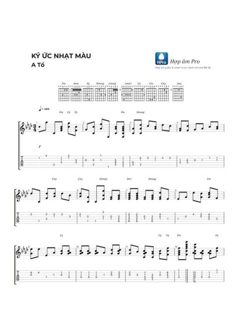 Sheet Nhạc Bài KÝ Ức NhẠt MÀu Hợp âm Pro