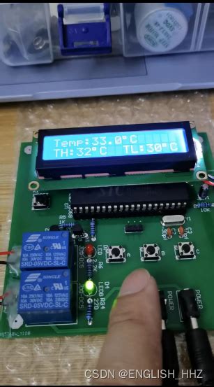 185、基于stc12c5a60s2单片机工业电阻炉炉温测温温度两个继电器控制lcd1602显示设计程序原理图pcb源文件