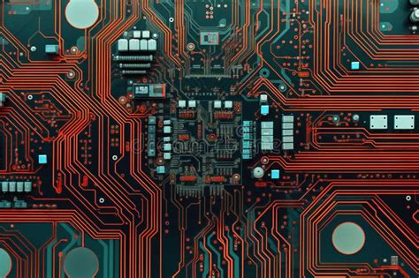 The Printed Circuit Board Of A Modern Computer Motherboard For