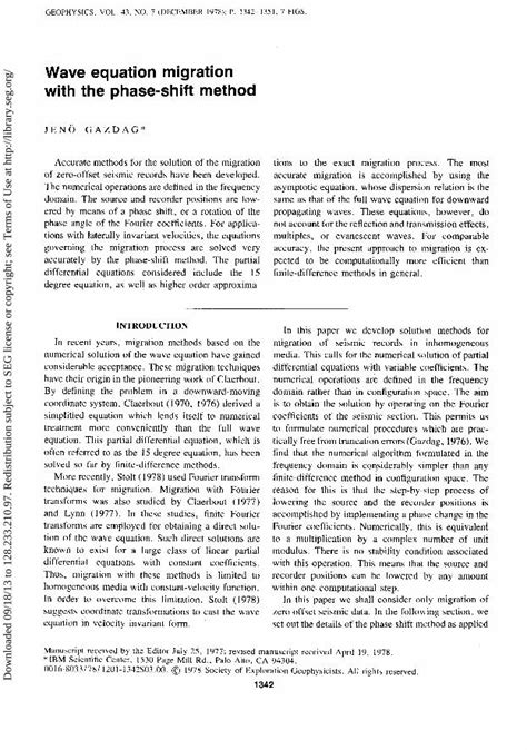 Pdf Wave Equation Migration With The Phase‐shift Method Dokumentips