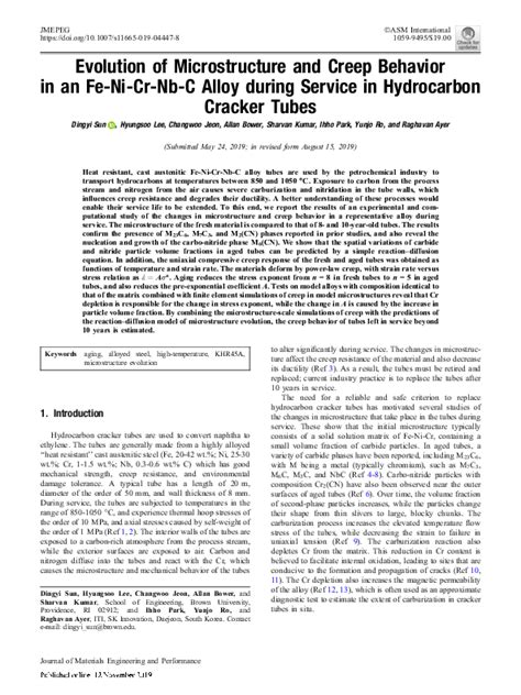 Pdf Evolution Of Microstructure And Creep Behavior In An Fe Ni Cr Nb
