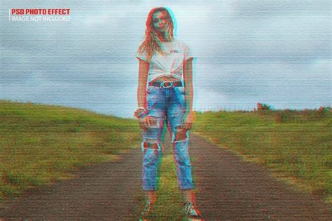 Premium PSD Color Pixel Rgb Split Double Color Photo Effect