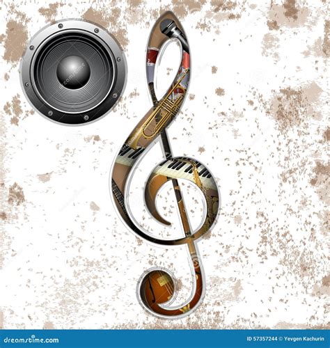 Instrumentos Musicales En La Clave De Sol Del Agujero Stock De