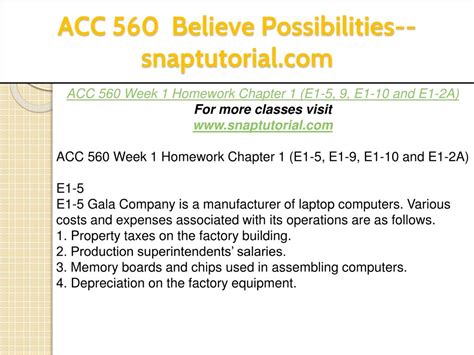 PPT ACC 560 Believe Possibilities Snaptutorial PowerPoint