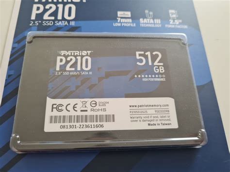 Patriot SSD P210 512GB SATA 2 5 Set Za Ugradnju Novo R1
