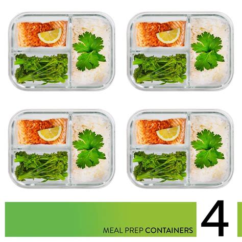 Buy Prep Naturals Glass Meal Prep Containers 3 Compartment Food