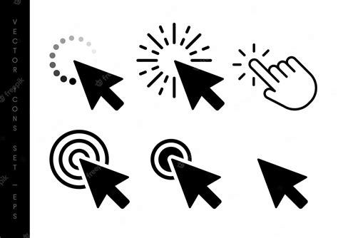 Premium Vector Computer Mouse Click Cursor Black Arrow Set