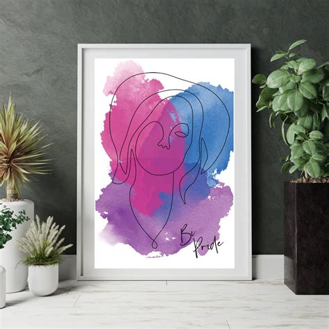 Minimal Line Art Bisexual Pride T For Bisexual Decor For Bipride