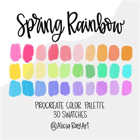 Spring Rainbow Procreate Color Palette Procreate Swatches Ipad