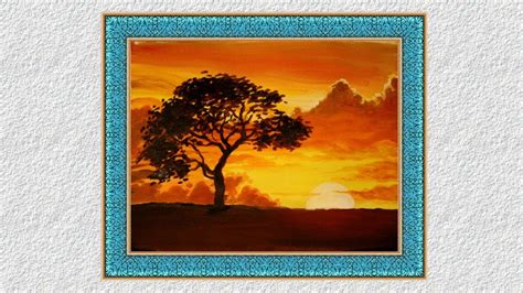 Как нарисовать поэтапно ЗАКАТ гуашью Рисуем небо дерево облака Youtube