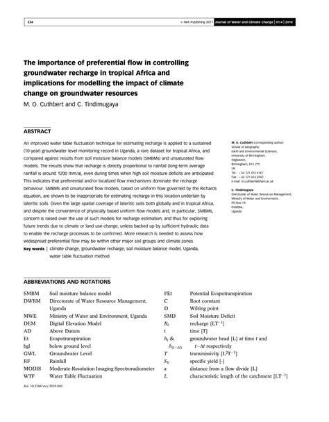 Pdf The Importance Of Preferential Flow In Controlling Recharge In