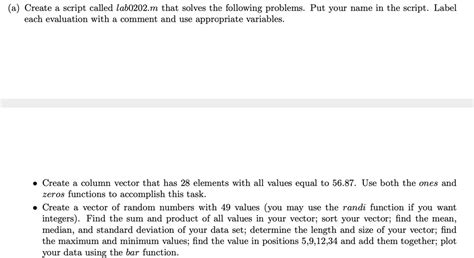SOLVED A Create A Script Called Lab0202 M That Solves The Following
