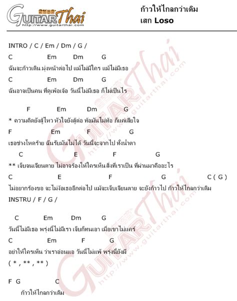 คอร์ด ก้าวให้ไกลกว่าเดิม เสก โลโซ คอร์ดเพลง กีตาร์