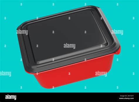 Plastic Food Container For Storing Dishes Product Tray Box Isolated On Green Background 3d