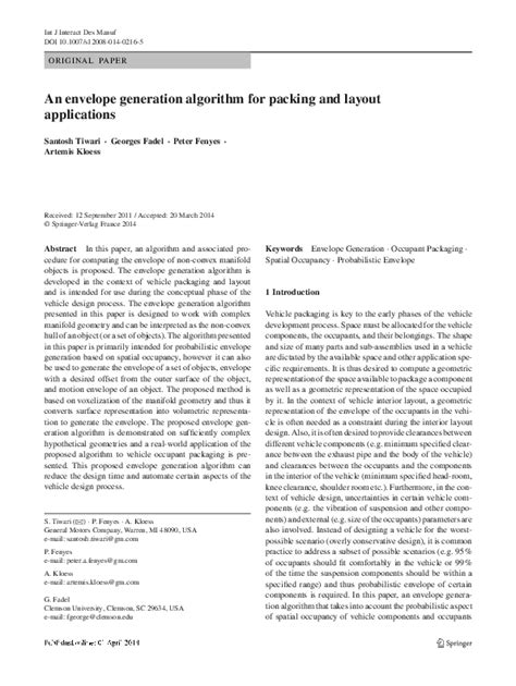 Pdf An Envelope Generation Algorithm For Packing And Layout Applications