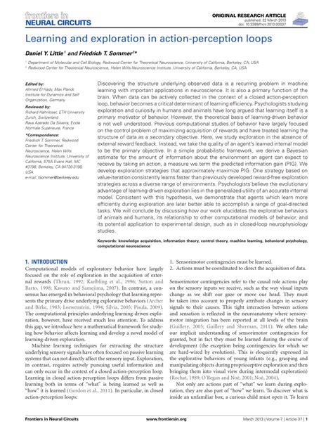 Pdf Learning And Exploration In Action Perception Loops