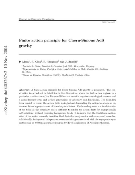 Pdf Finite Action Principle For Chern Simons Ads Gravity