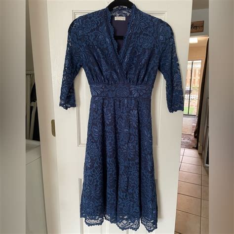 Kiyonna Dresses Navy Blue Kiyonna Missy Lace Elbow Sleeve Dress