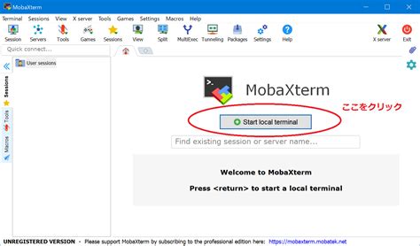 「start_local_terminal」をクリック。