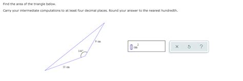 Solved Find The Area Of The Triangle Below Carry Your Chegg