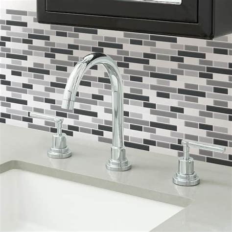 Inhome Black Vinyl Smoked Glass Peel Stick Backsplash Tiles Nh2362
