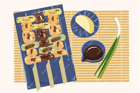Premium Vector Yakitori Japanese Satay Vector Illustration