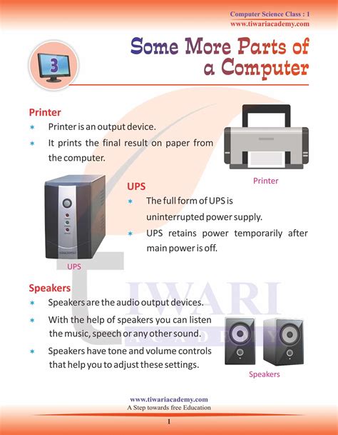 Class 1 Computer Chapter 3 Computer Accessories