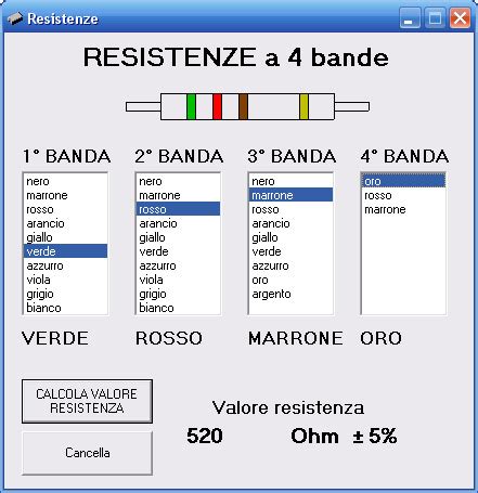 Vettolani Programmazione Visual Basic Resistenze Calcola Il Valore