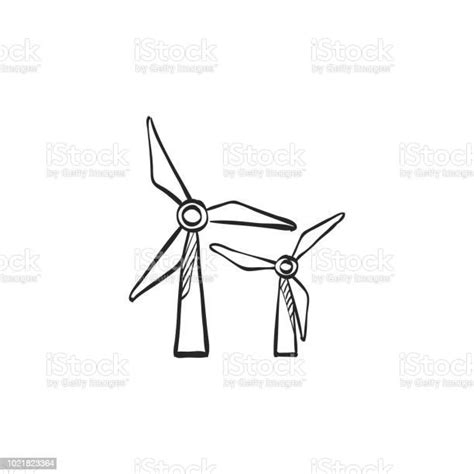 Ikon Sketsa Turbin Angin Ilustrasi Stok Unduh Gambar Sekarang Sketsa Gambar Turbin Angin