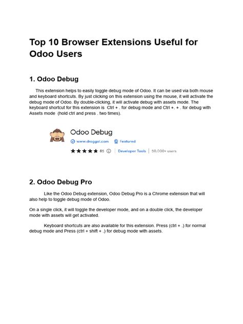 Browser Extensions Useful For Odoo Users Pdf Icon Computing