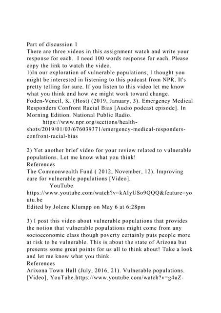 part of discussion 1there are three videos in this assignment wa docx
