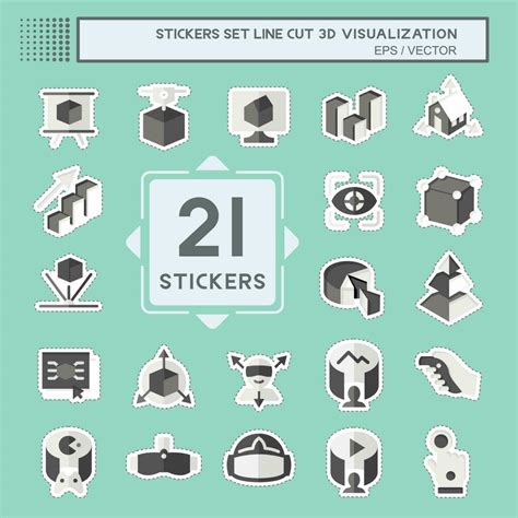 Sticker Line Cut Set 3d Visualization Related To 3d Visualization Symbol Simple Design