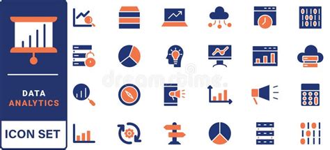 Data Analytics Icon Set Containing Data Analysis Data Mining Global