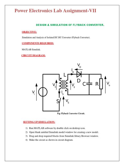 power electronics lab assignment vii design and simulation of flyback