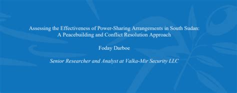 Effective Power Sharing Unlocking Peace In South Sudan