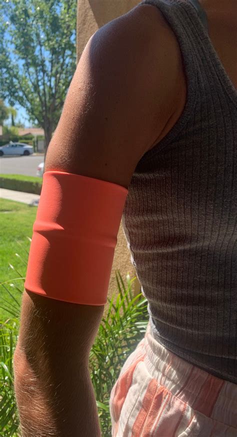 coral neoprene sensor arm band cover dexcom omnipod libre etsy