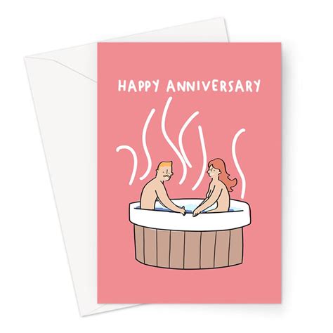 Happy Anniversary Couple In A Hot Tub Greeting Card Nude Etsy