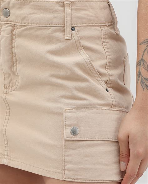 Riachuelo Mini Saia Jeans Color Bolso Cargo Bege Pool By Riachuelo