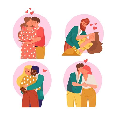 Free Vector Hand Drawn Cute Couple Kissing