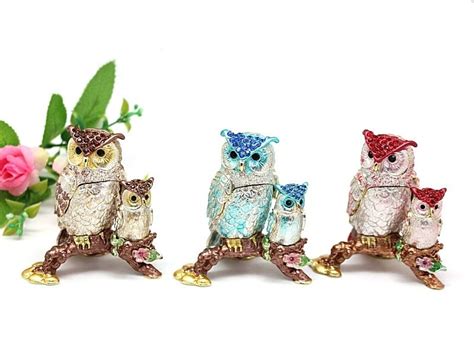 外贸合金猫头鹰母子时尚家居饰品小摆件装饰小礼品珐琅工艺品包邮虎窝淘