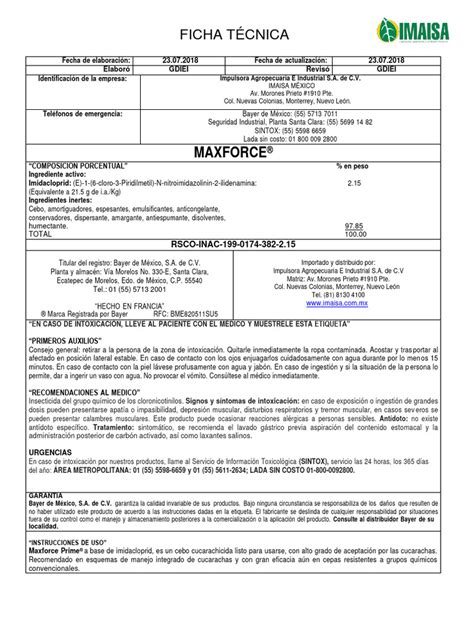 Maxforce Prime Ficha Tecnica Pdf