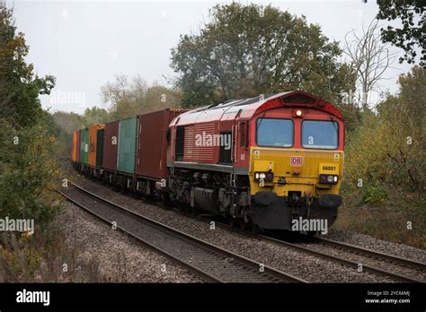 Db Class 66 Diesel Locomotive No 66001 Pulling A Freightliner Train Up