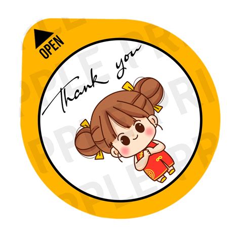 สติ๊กเกอร์สำเร็จรูป สติ๊กเกอร์ปิดรูฝาแก้วกันน้ำหกรูปเด็กๆ ลาย Thank You Appleprint21 Thaipick