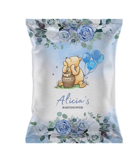Editable Winnie The Pooh Baby Shower Boy Chip Bag Etsy