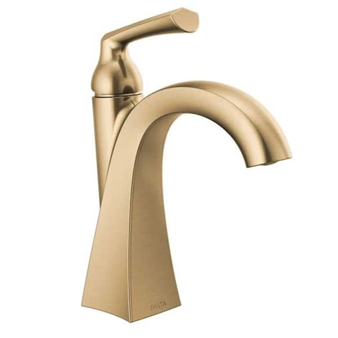 Delta Pierce Gold Single Handle Single Hole Bathroom Faucet In