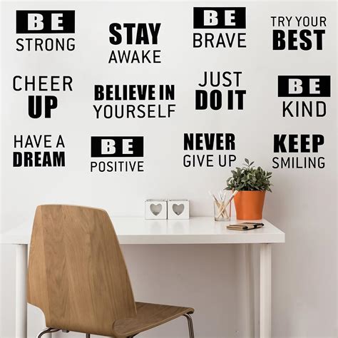 6 Sheets Inspirational Wall Decals Stick Decor Motivational Phrases